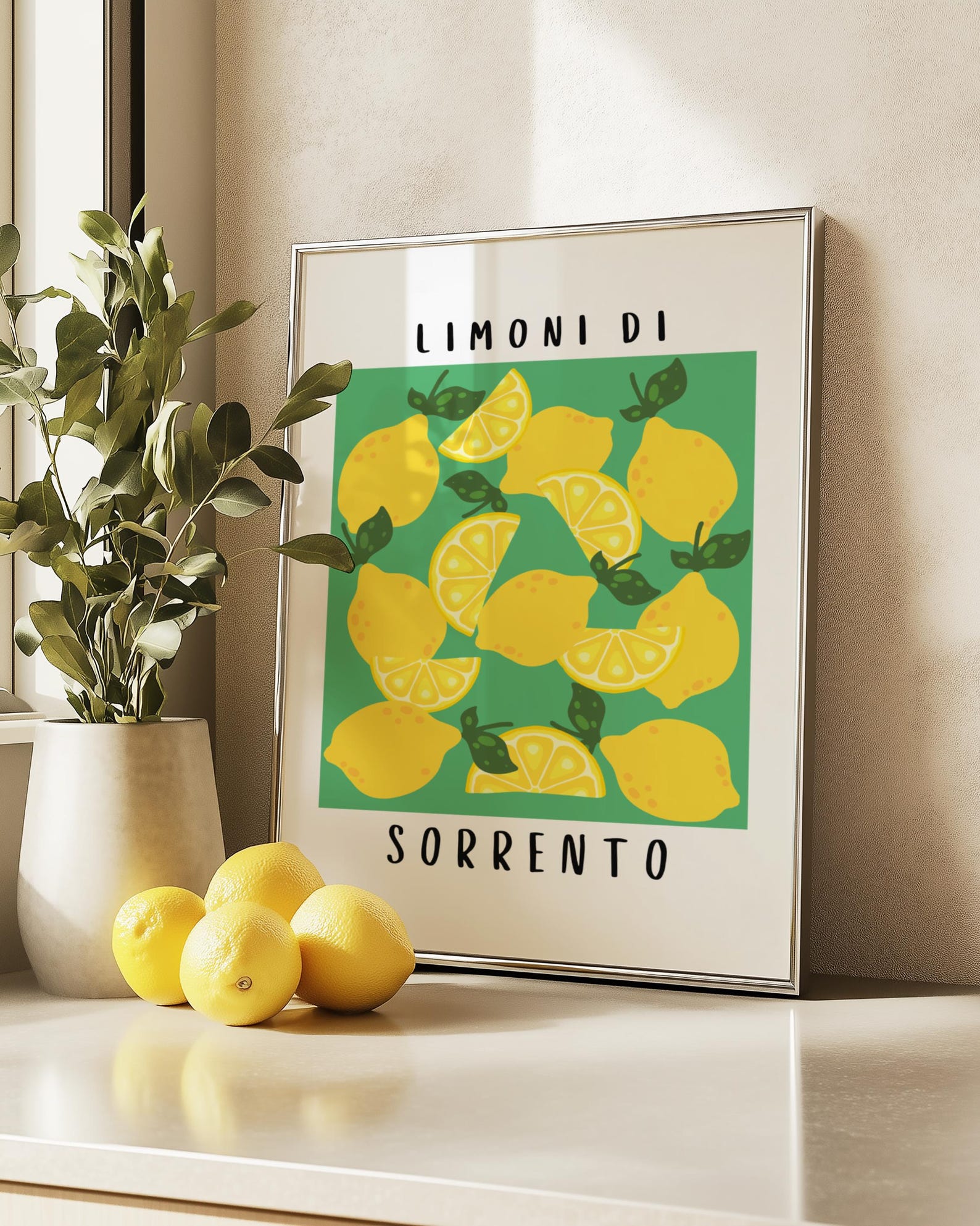 Limoni Di Sorrento Print, Abstract Lemon Poster, Italian Themed Kitchen ...