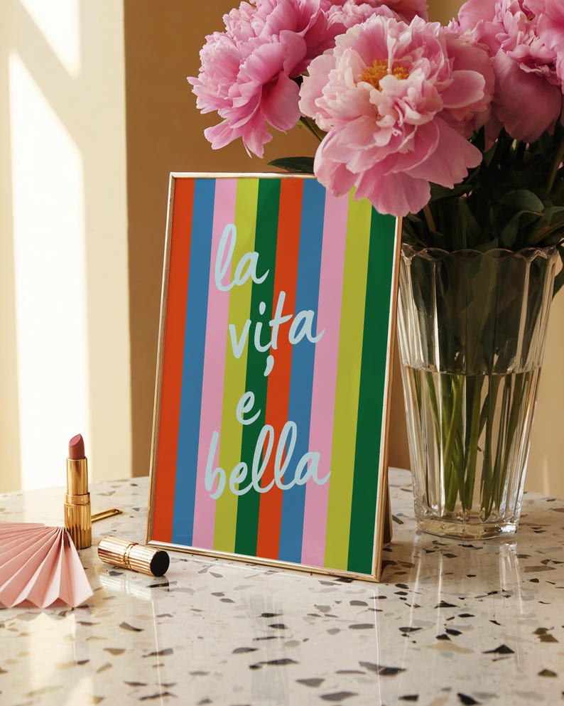 La Vita È Bella Printable Wall Art, Italian Quote Print, Colourful ...