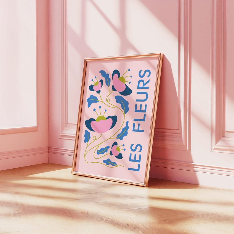 LES FLEURS Printable, French Floral Design, Colourful Flowers Poster ...