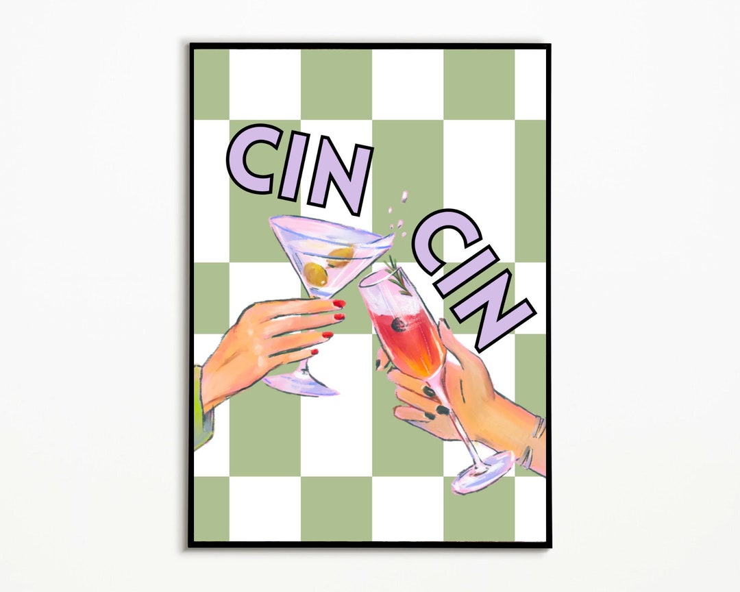 Cin Cin Wall Decor Cocktail Wall Art Retro Alcohol Wall Art Trendy ...