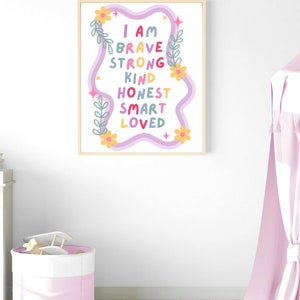 Kids Daily Affirmations Digital Wall Art Self Love Printable Children's ...