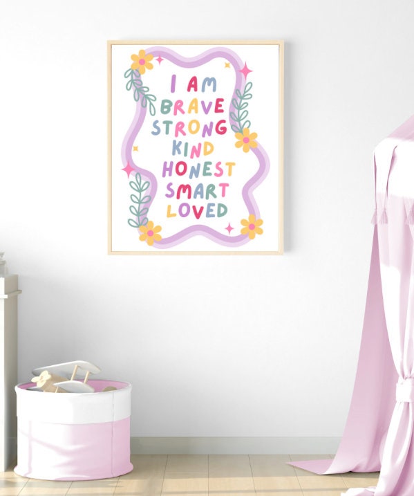 Kids Daily Affirmations Digital Wall Art Self Love Printable Children's ...