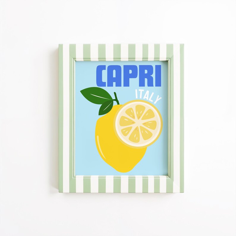 Capri Italy Lemons Printable, Colourful Citrus Poster, Italian Kitchen ...