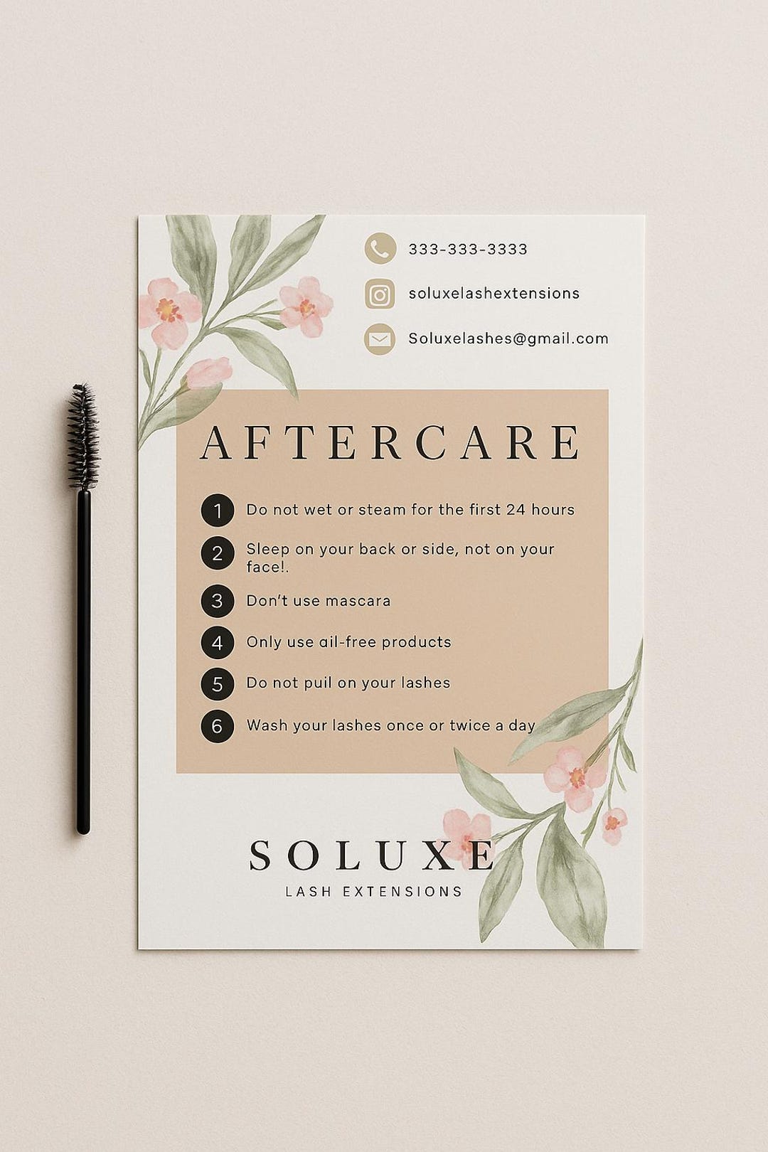 Editable Eyelash Aftercare Cards Lash Aftercare Cards Lashes After Care ...