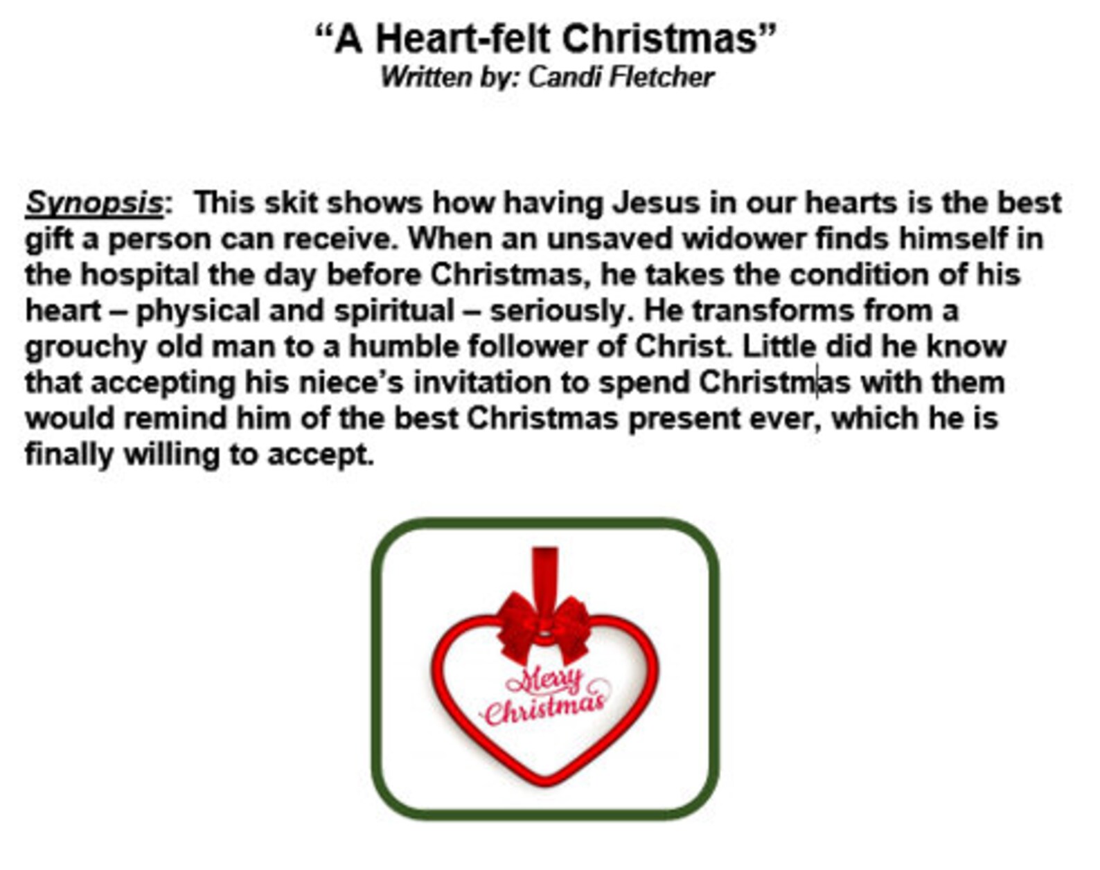 Christmas Skit - Play - Drama - Christian School or Church - "a Heart ...