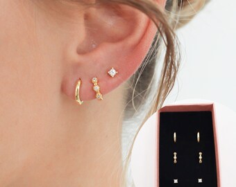 Gold Plated Earring Stack, Silver Earring Stack, Sterling Silver ...