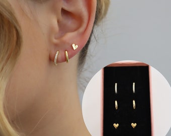 Gold Plated Earring Stack, Silver Earring Stack, Sterling Silver ...