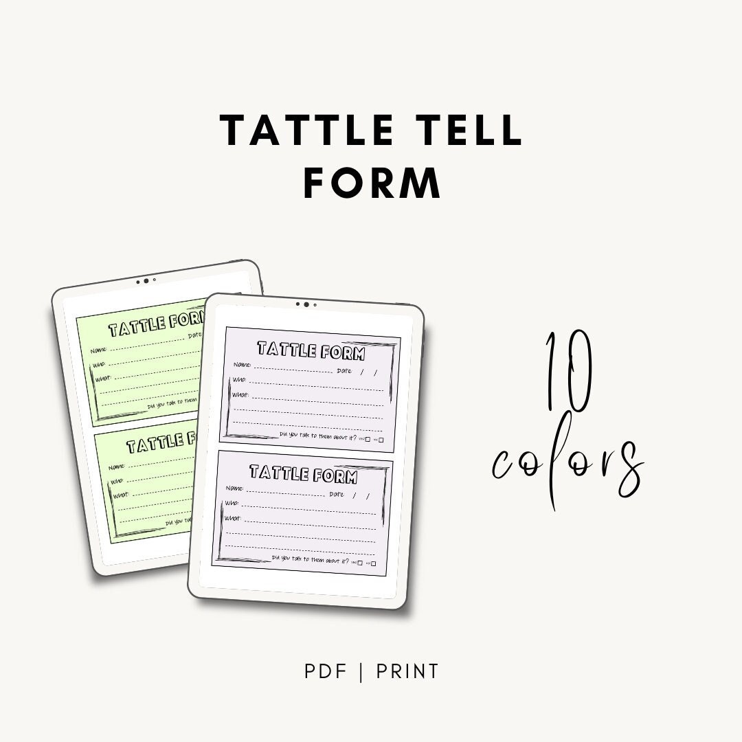 Tattle Tell Form Classroom Tool Elementary Education - Etsy