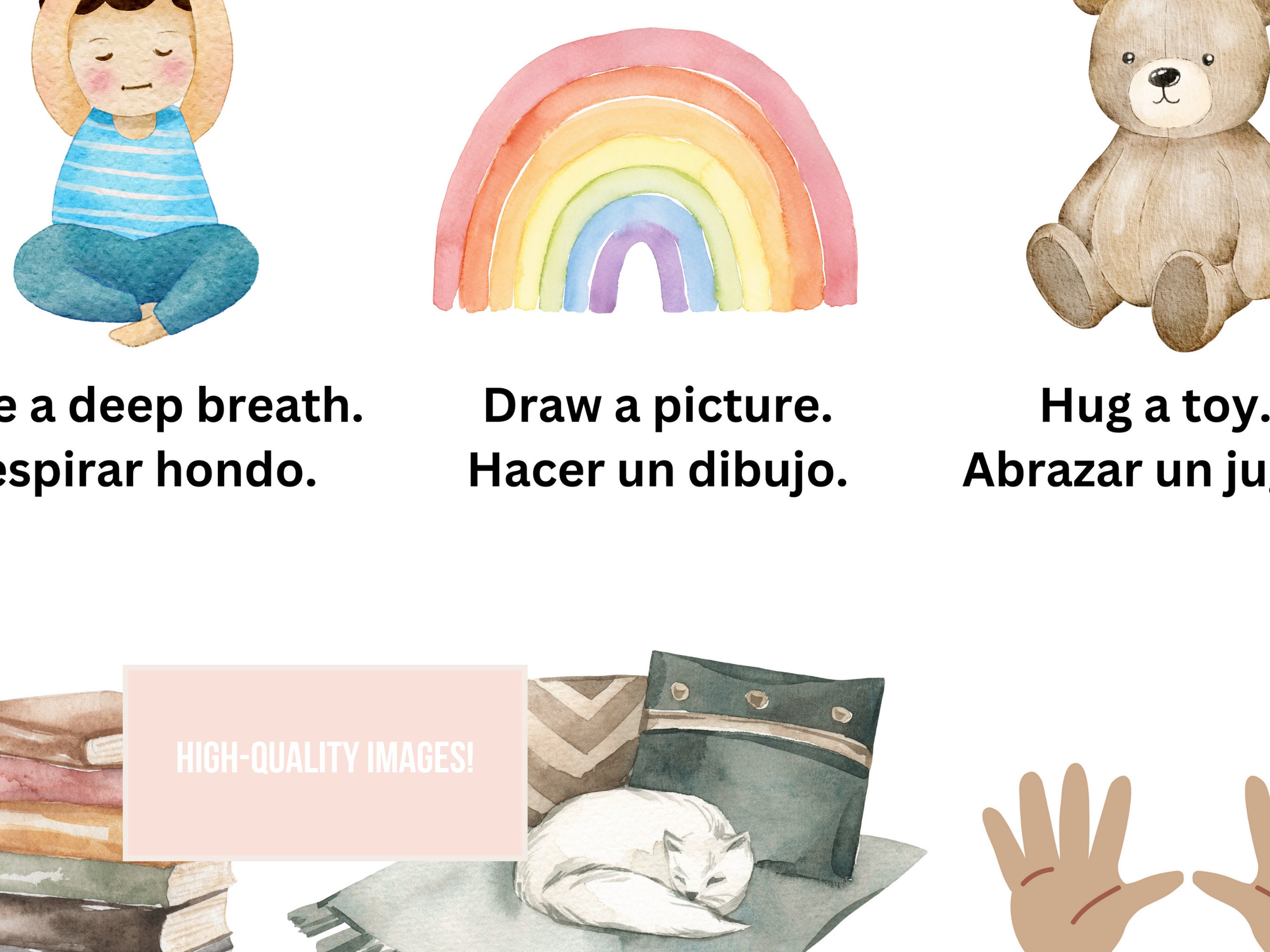 Kids Wall Art, Bilingual Spanish Posters for Social Emotional Learning ...