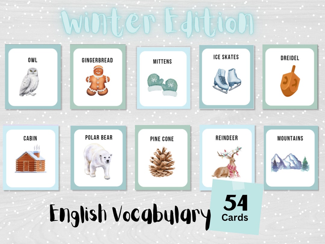 Printable Winter Vocabulary Flashcards Educational Activities - Etsy