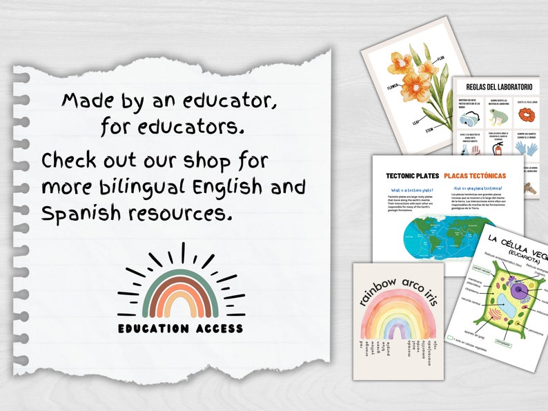 Spanish/english Printable Spring Vocabulary Flashcards, Montessori ...