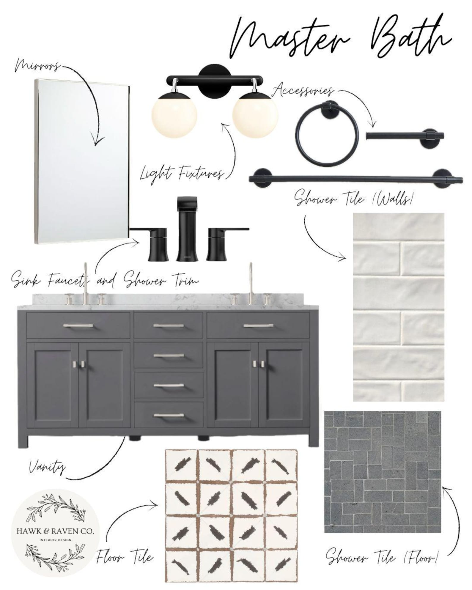 Master Bathroom Mood Board | Modern Transitional Bathroom Design ...