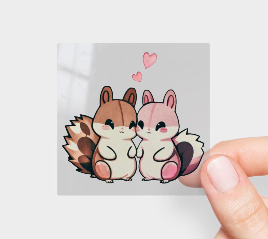 Loving Squirrels Sticker, Transfer Sticker Decal, Cute Little Squirrels ...