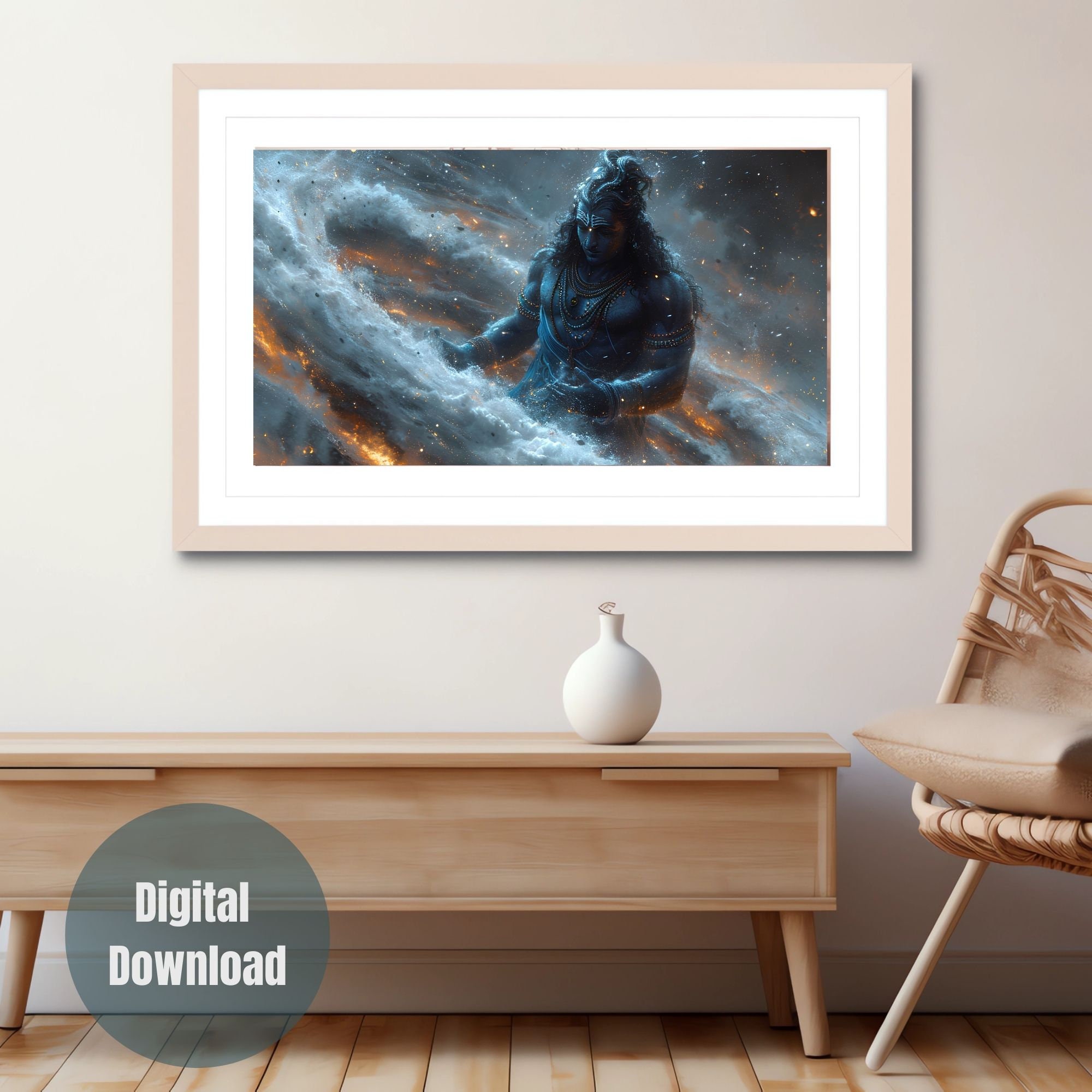 4 Large Cosmic Lord Shiva Painting Printable Landscape Wall Art| 3:2 ...