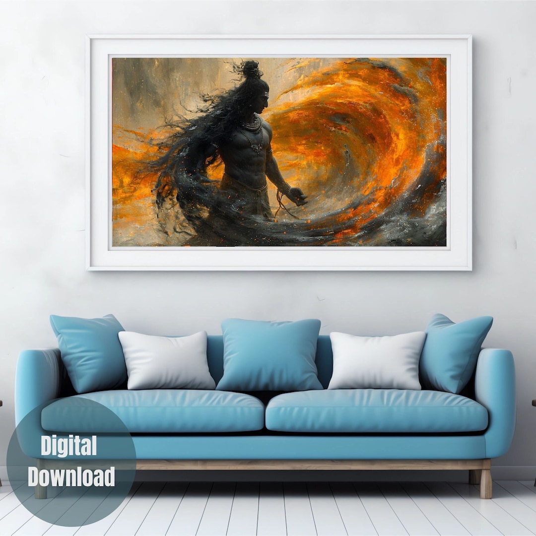 4 Large Cosmic Lord Shiva Painting Printable Landscape Wall Art| 3:2 ...