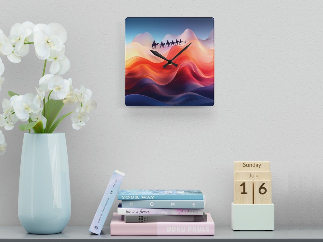 Artsy Wall Clock, Abstract Colorful Wall Clock Gift, Unique Wall Clock ...