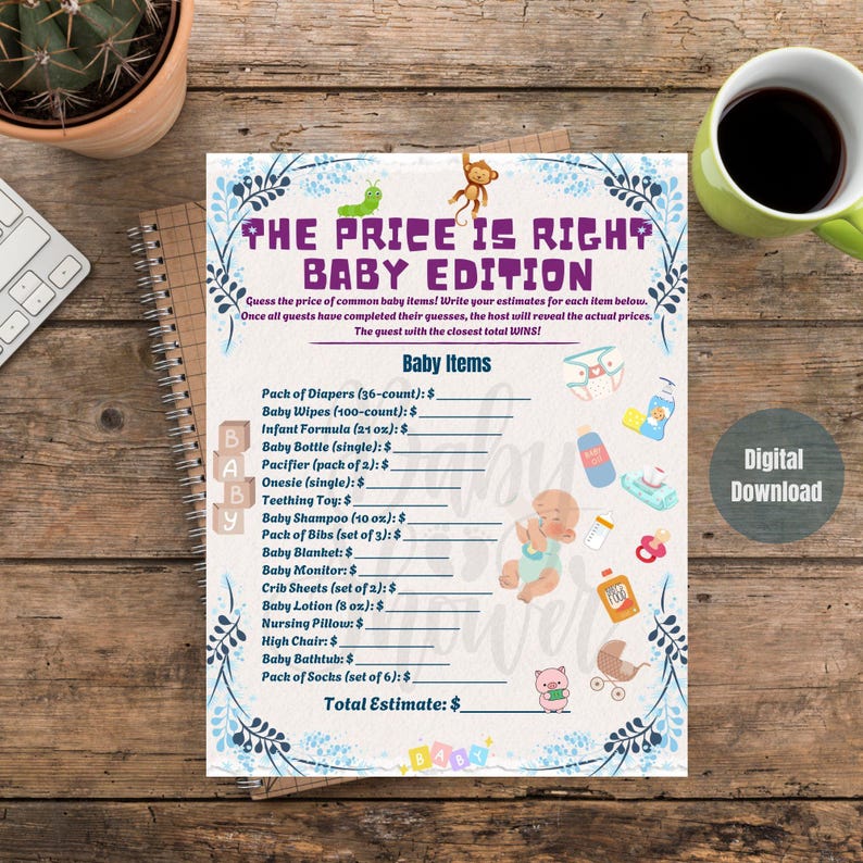 The Price is Right Baby Shower Game | New Baby Fun Games | Classic Baby ...