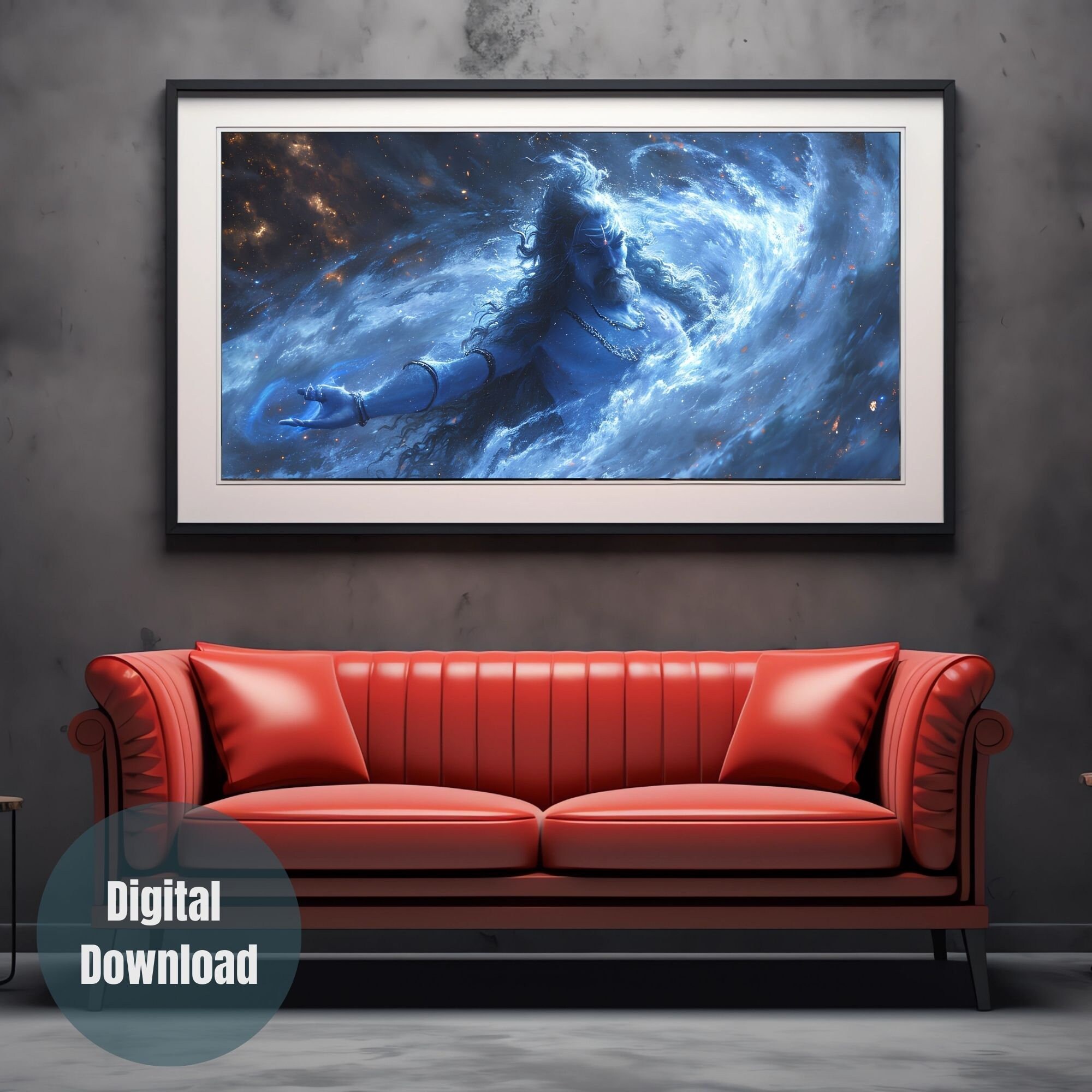 4 Large Cosmic Lord Shiva Painting Printable Landscape Wall Art| 3:2 ...