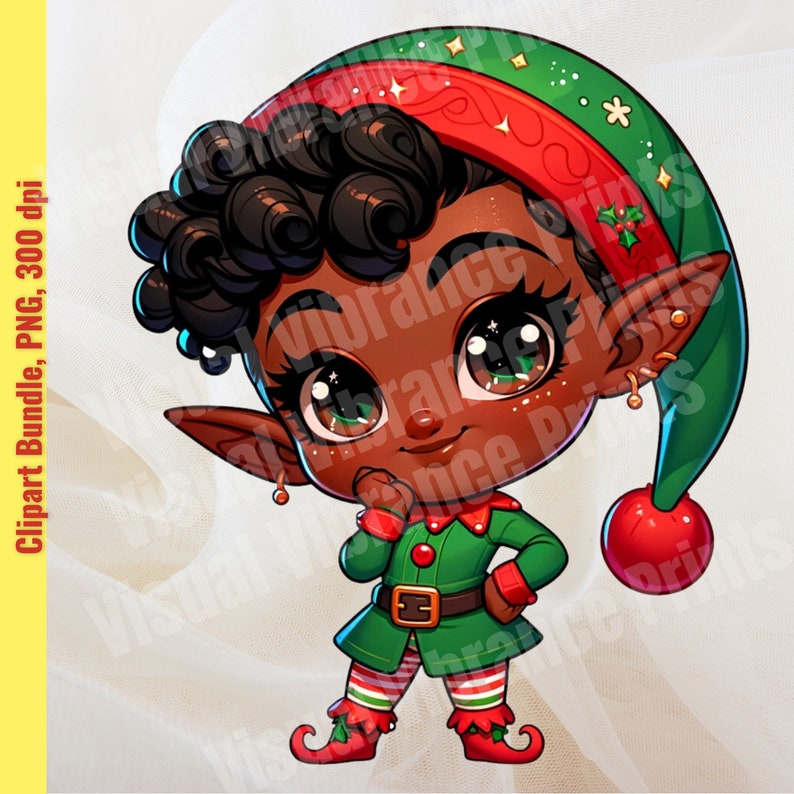 African American Christmas Elves Clipart: Santa's Helpers (digital ...