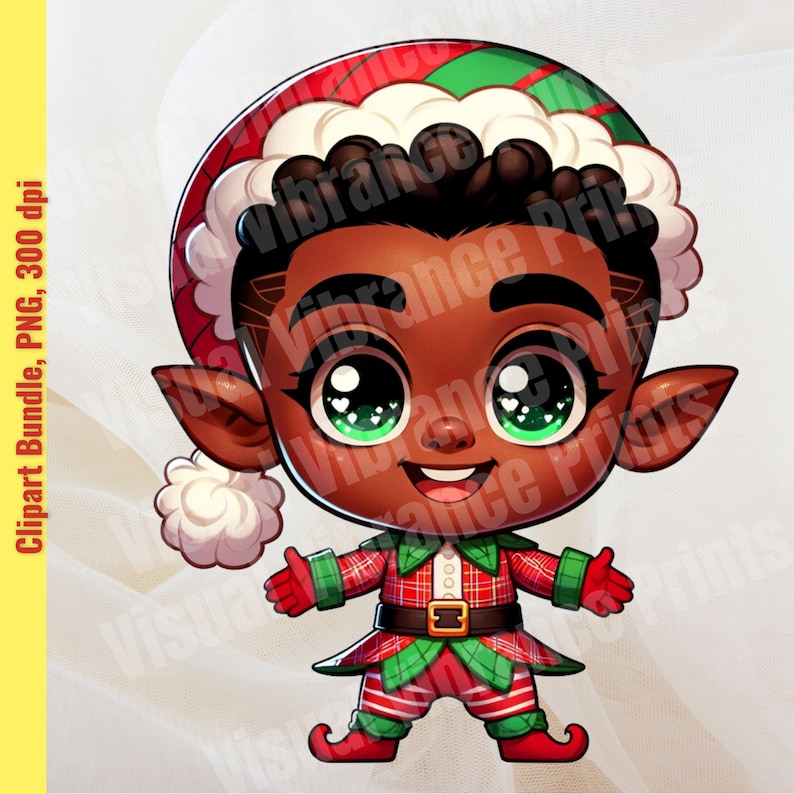 African American Christmas Elves Clipart: Santa's Helpers (digital ...