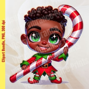 African American Christmas Elves Clipart: Santa's Helpers (digital ...
