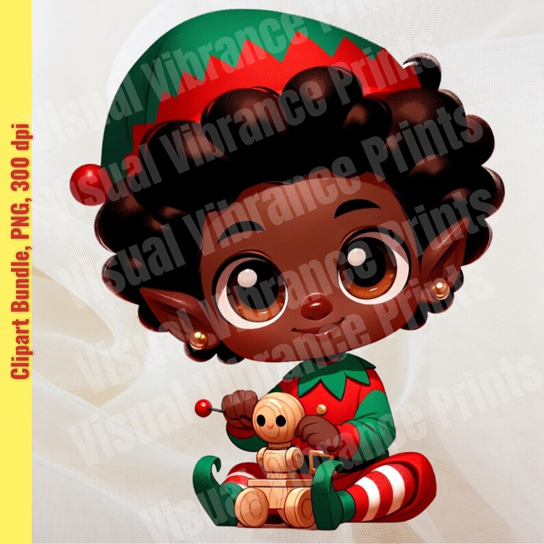African American Christmas Elves Clipart: Santa's Helpers (digital ...