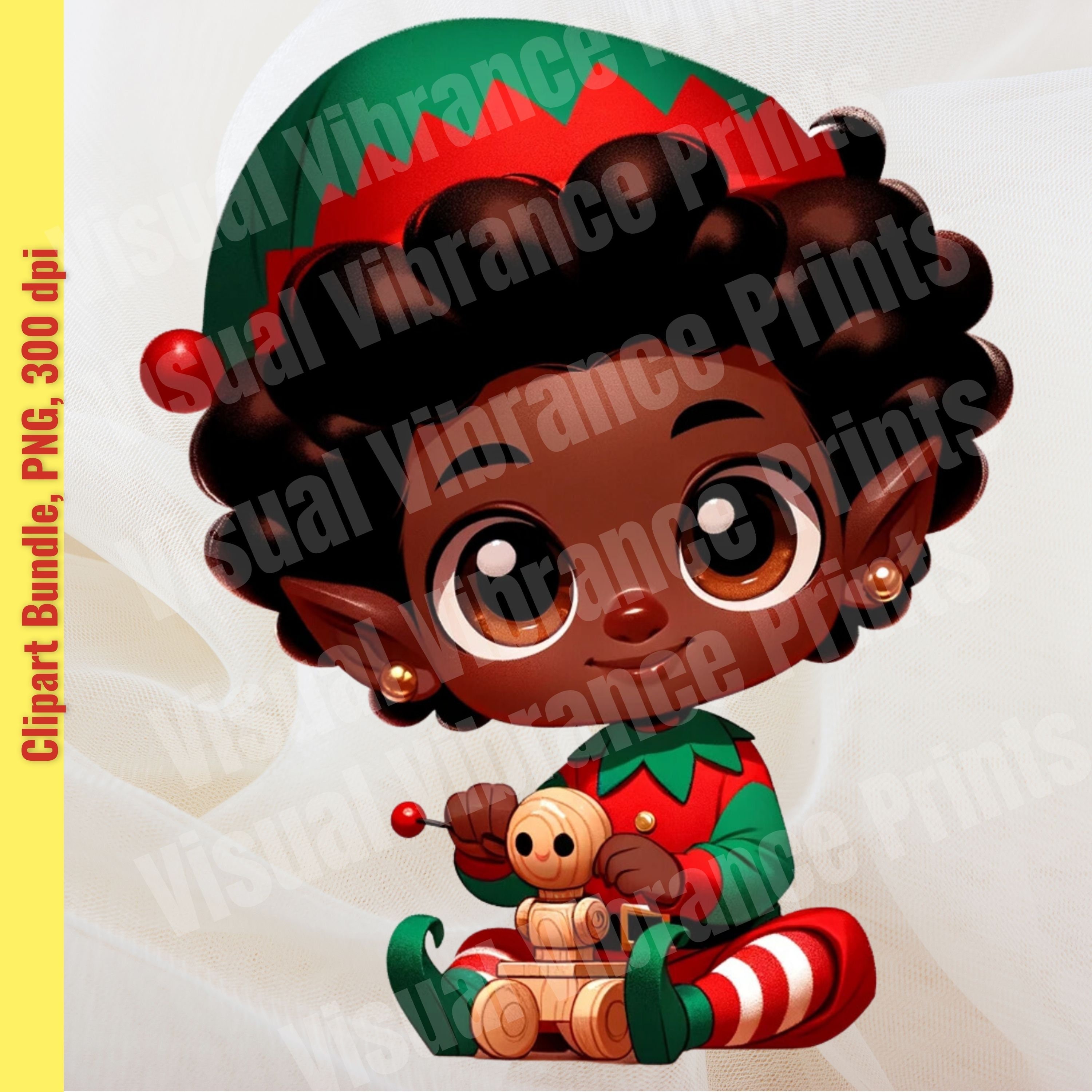 African American Elves, Christmas Clipart, Santa's Helper Clipart ...