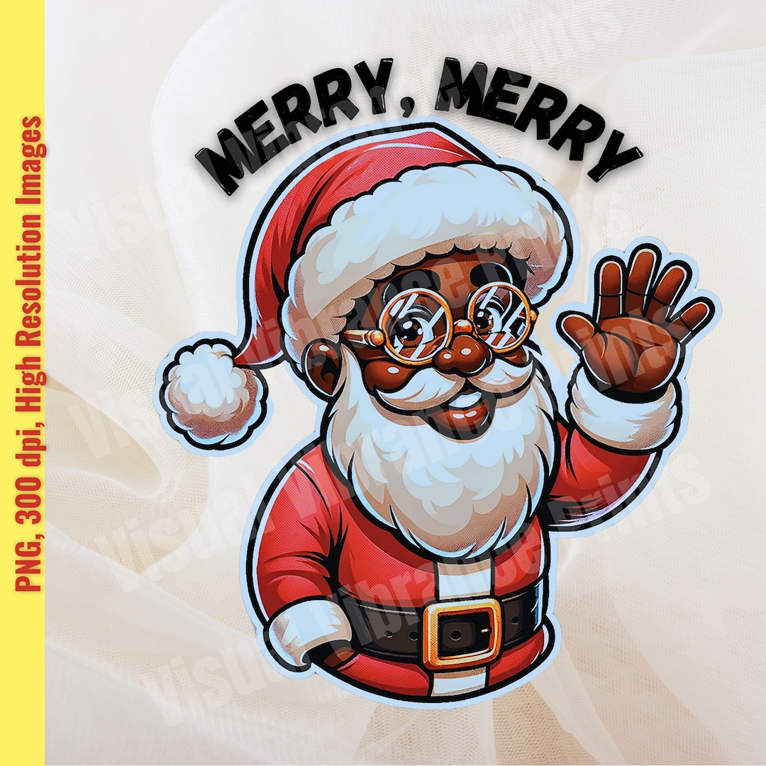 Merry African American Santa Clipart, Santa Claus Clipart, Santa Merry ...