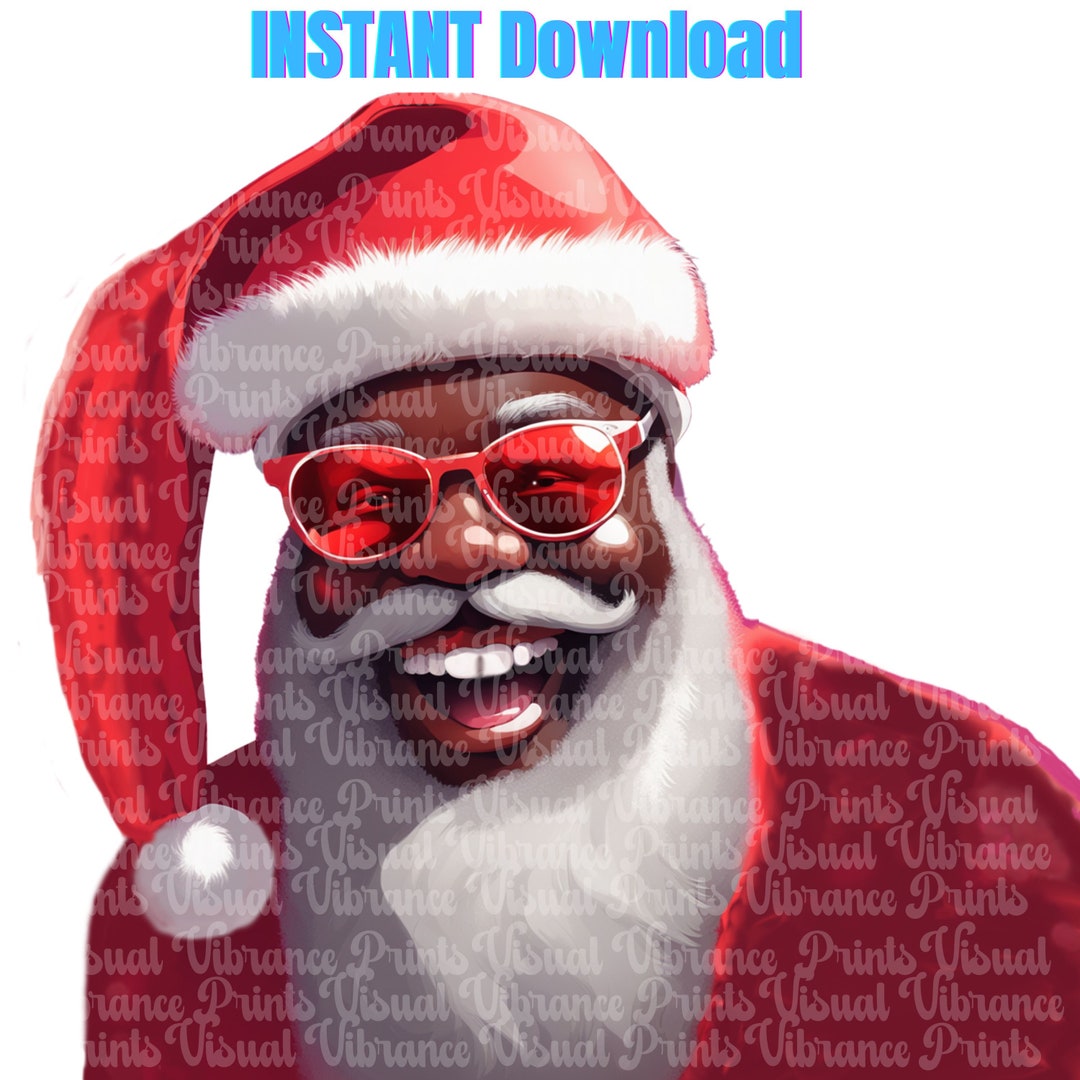 Black Santa Clipart, African American Santa Clipart, Cute Santa Claus ...
