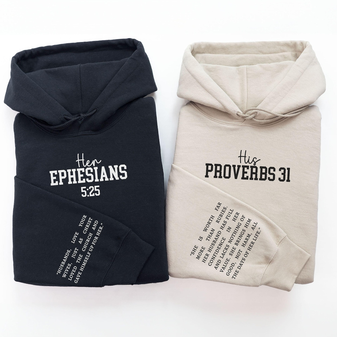 Christian Couple Hoodies, Couple Matching Sweatshirt, Bible Verse on ...
