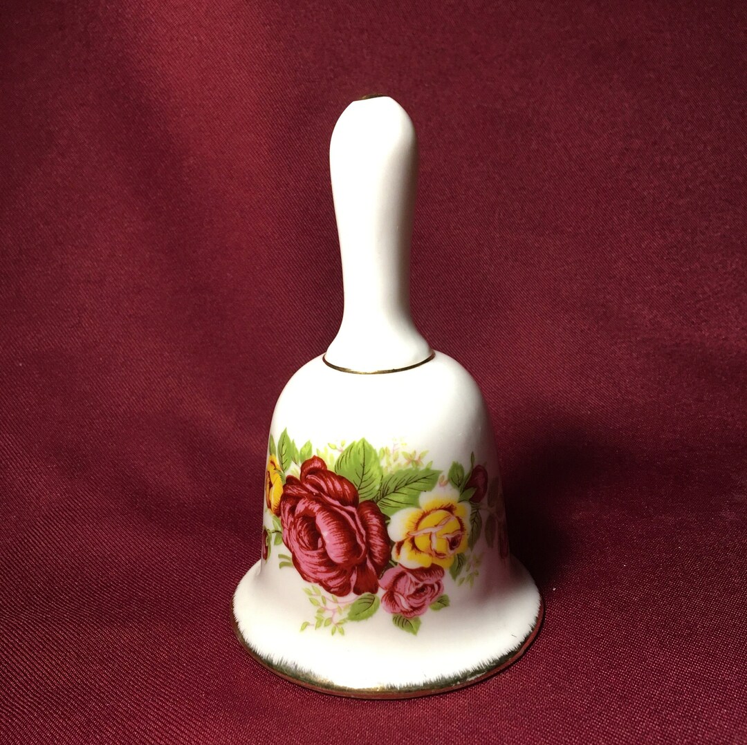 Vintage Cottage Rose Bell, Bone China Made in Taiwan, White, Roses - Etsy