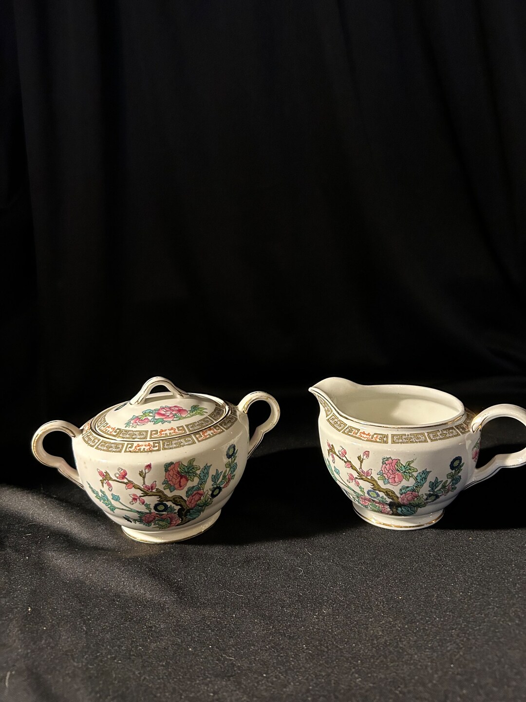 Vintage John Maddock and Sons Indian Tree Cream and Sugar, English - Etsy