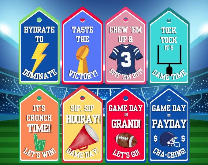 Personalized Football Gift Tags, Football Thank You Tags, Football ...