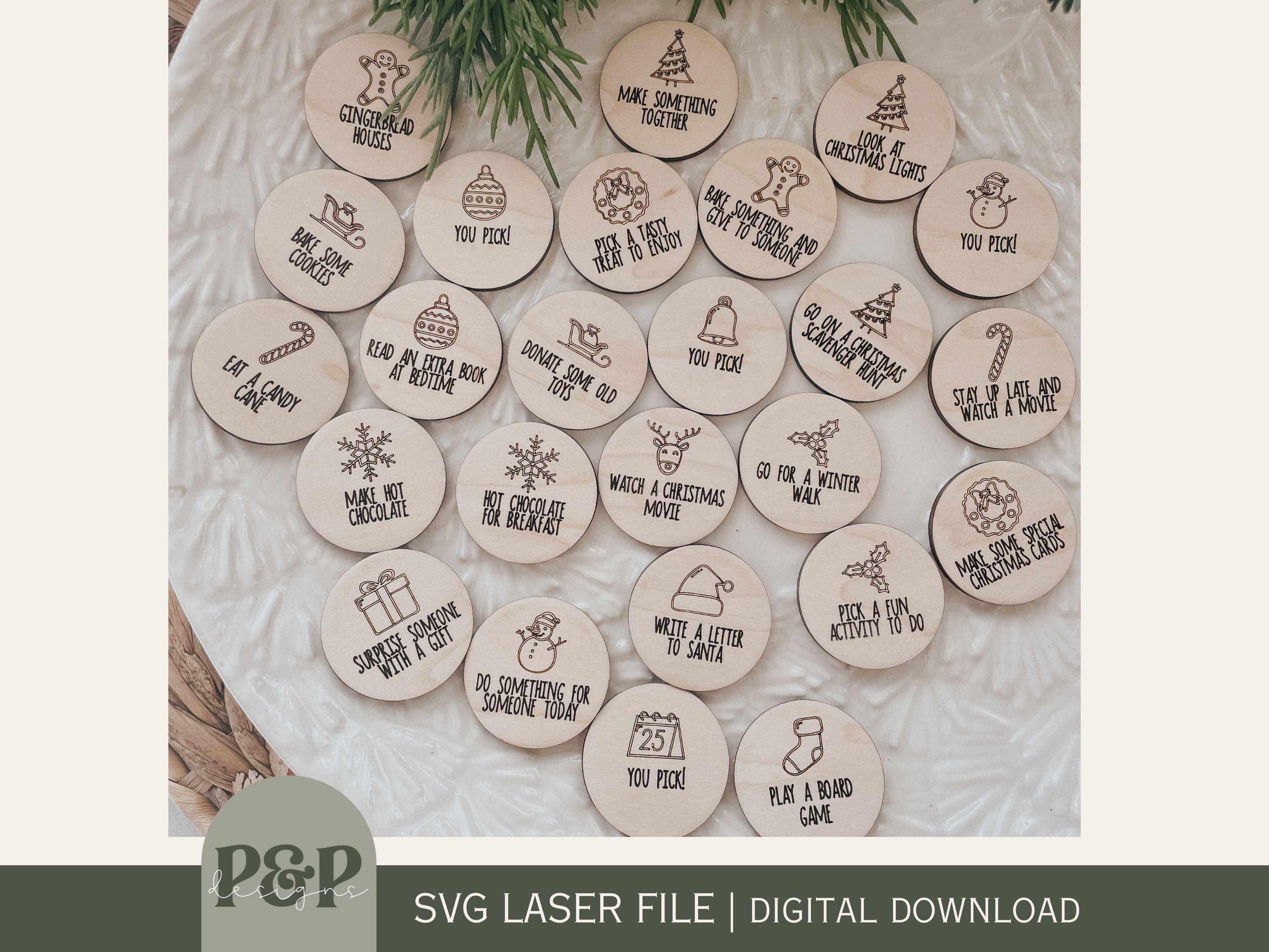 Advent Tokens SVG Laser File | Wood Craft Laser Cut Daily Activity ...
