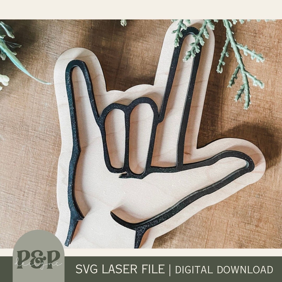 I Love You ASL Magnet SVG | Large Wood Magnet Laser Cut File | Wood DIY ...