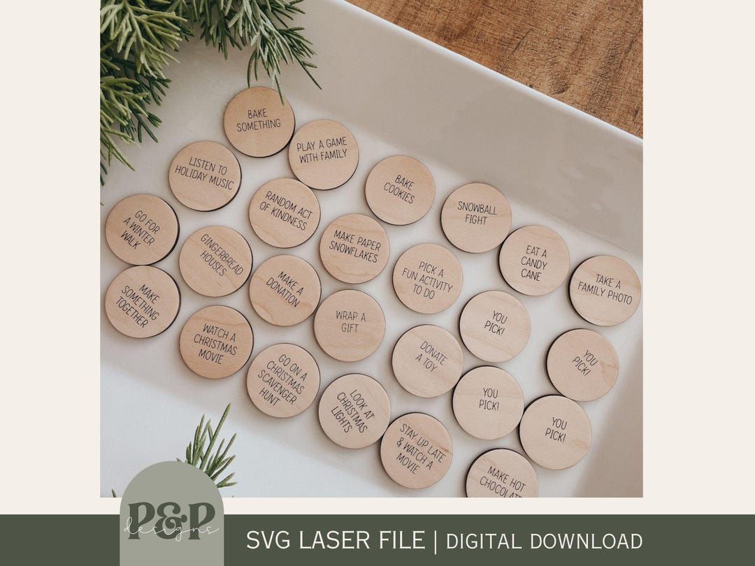 Teen Advent Tokens SVG Laser File | Wood Craft Laser Cut Daily Activity ...