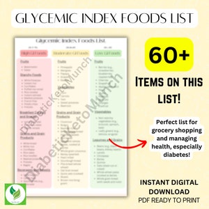 Printable Glycemic Index Food List, Low Gi Index List Low Gi Foods List ...