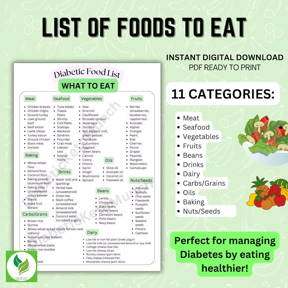 Diabetic Food List Printable Pdf, Type 2 Diabetes Grocery List,foods to ...