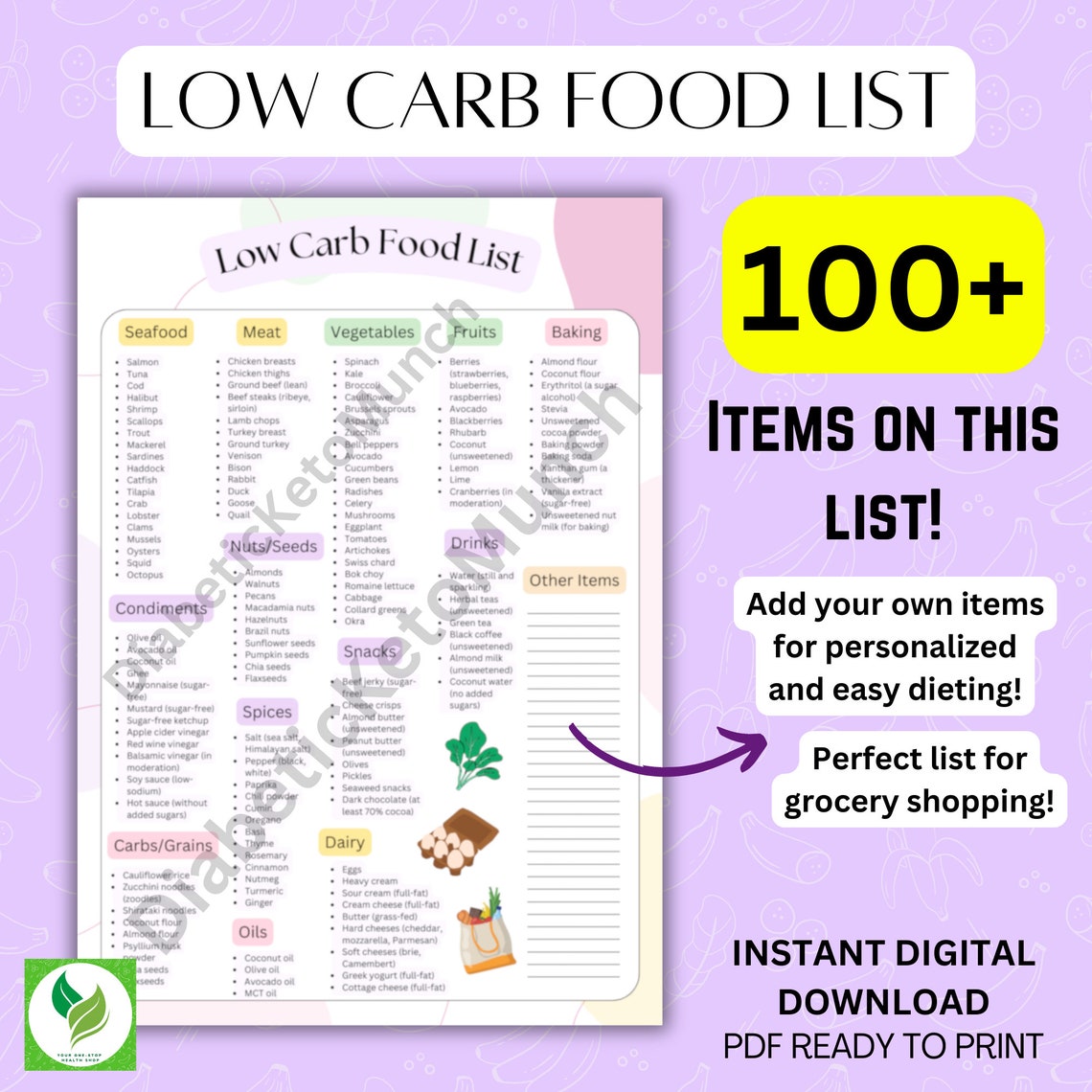 Printable Lowcarb List Lowcarb Food List Low carb Food List Pdf Printable Lowcarb List Lowcarb Food List Low carb Food List Pdf