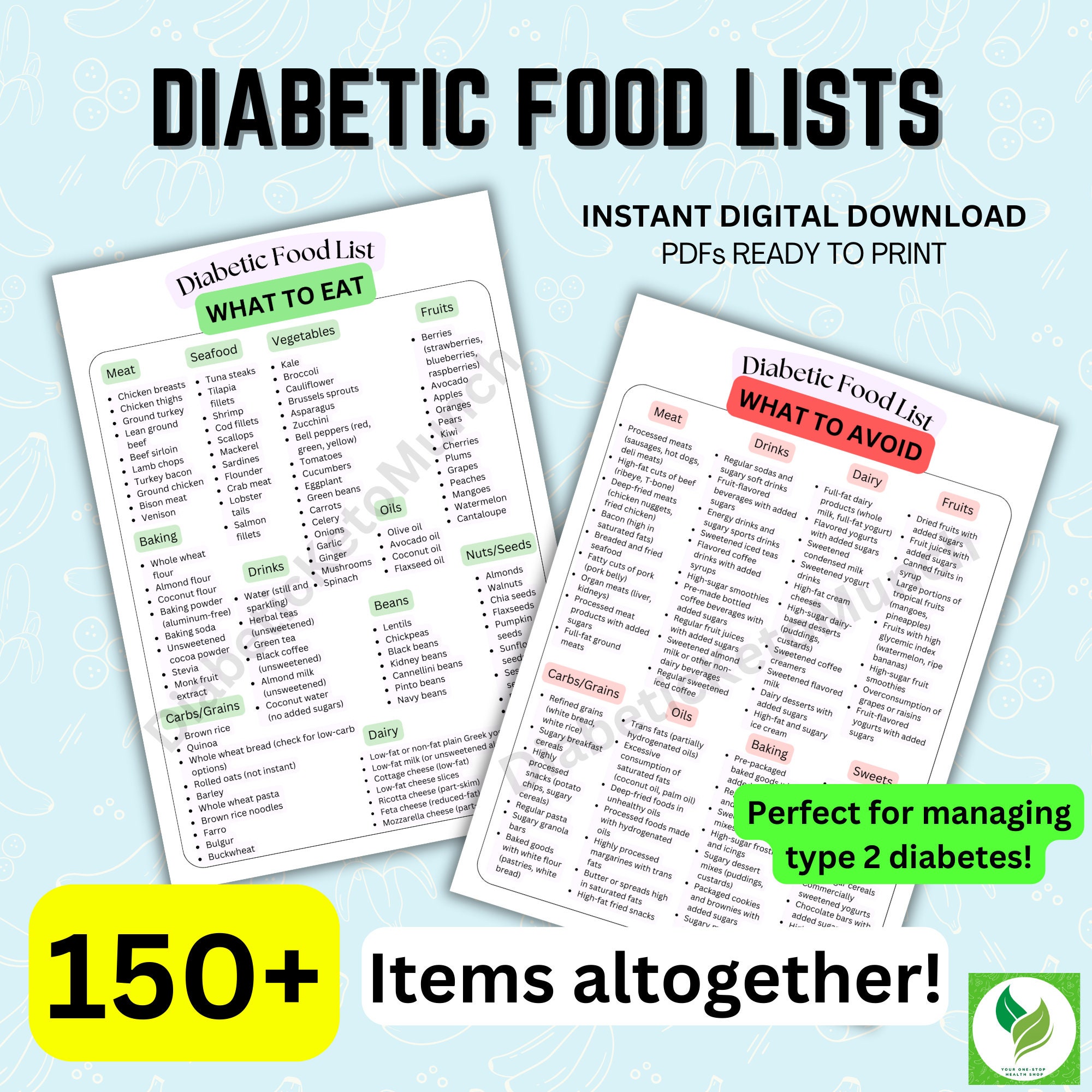 Diabetic Food List Printable Pdf, Type 2 Diabetes Grocery List,foods to ...