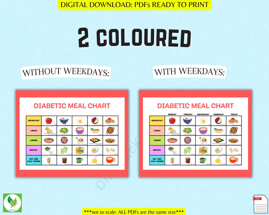 Diabetic Meal Plan Chart, Weekly Food List (digital Download) - Etsy