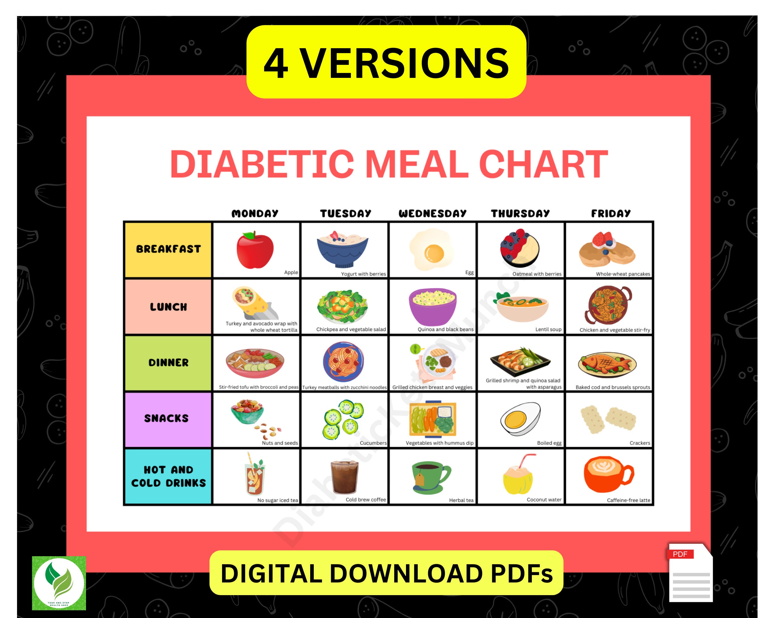 Diabetic Meal Chart Plan Diabetic Meal Planning Diabetes Meal Plan and ...