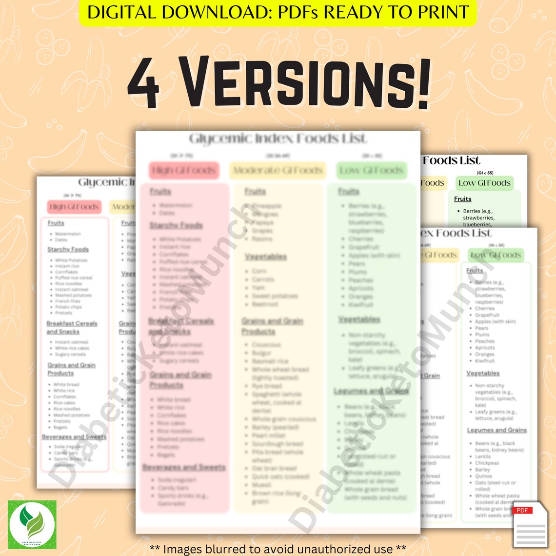 Printable Glycemic Index Food List, Low Gi Index List Low Gi Foods List ...