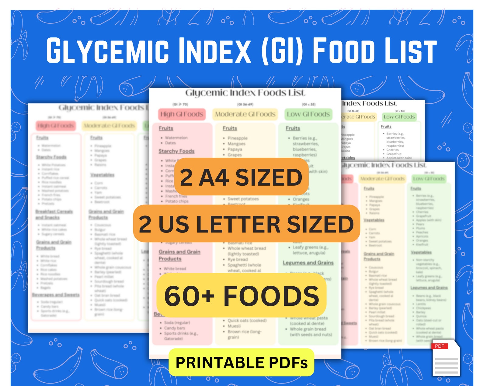 Diabetes Glycemic Index Food List Printable, Low Gi Foods List, Low ...