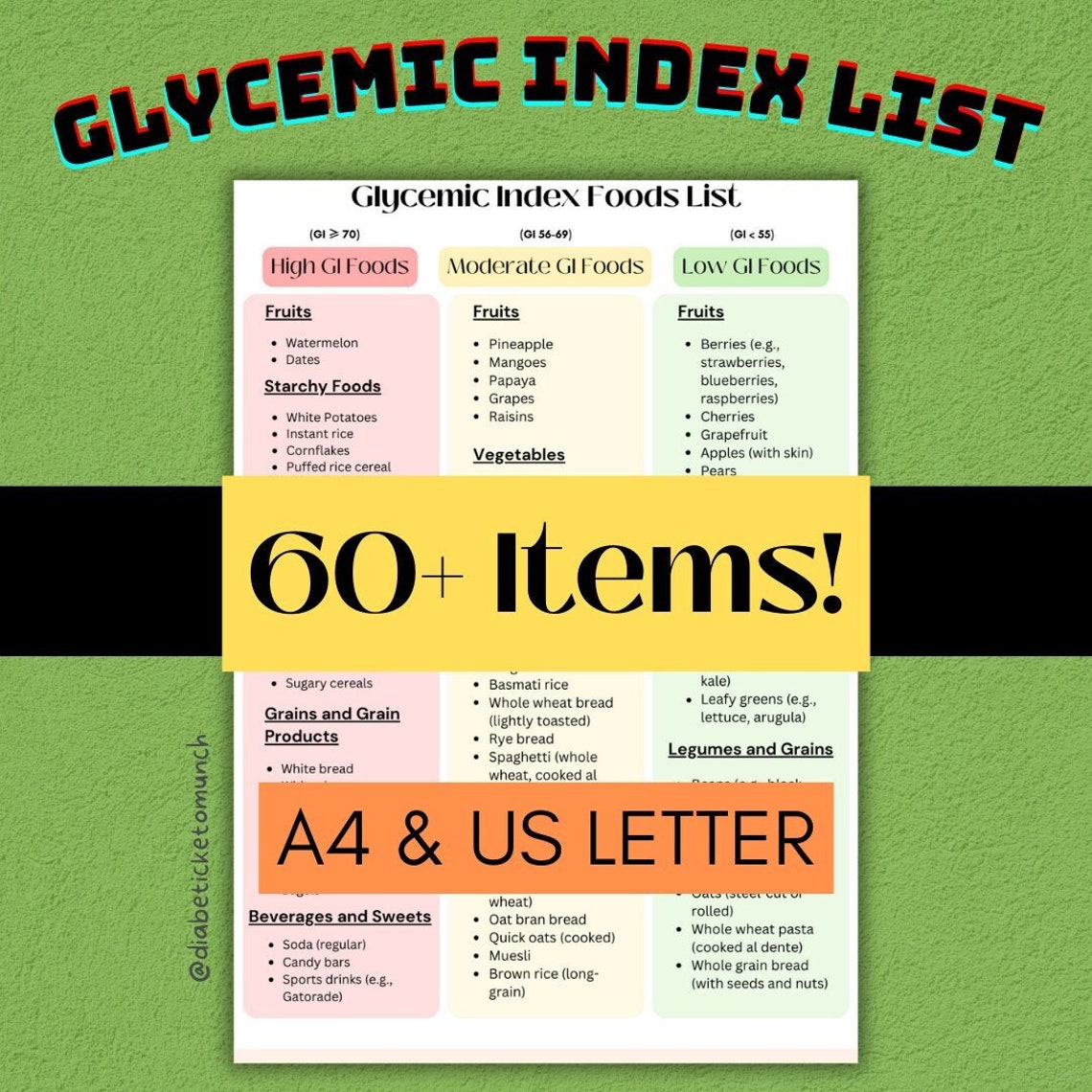 Printable Glycemic Index Food List, Low Gi Index List Low Gi Foods List ...