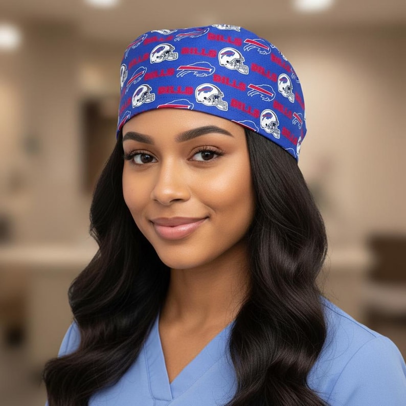 Limited Edition Buffalo Bills Football Scrub Cap | Satin-lined Nurse ...