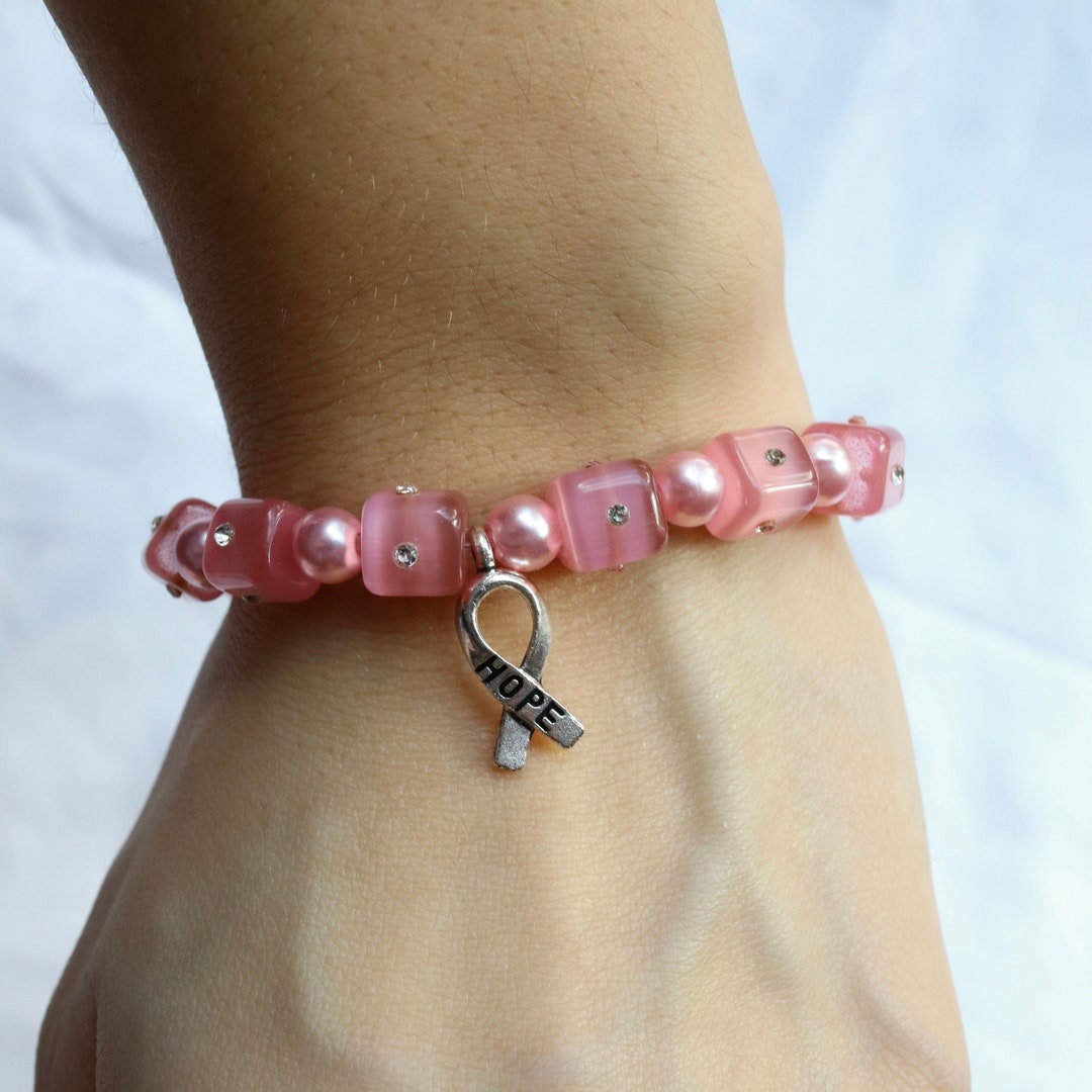 Hope Breast Cancer Beaded Bracelet, Breast Cancer Awareness, Cancer ...