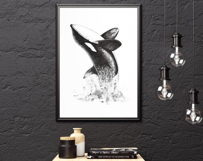Killer Whale UNFRAMED Print Orca Print Marine Poster Killer Whale Wall ...