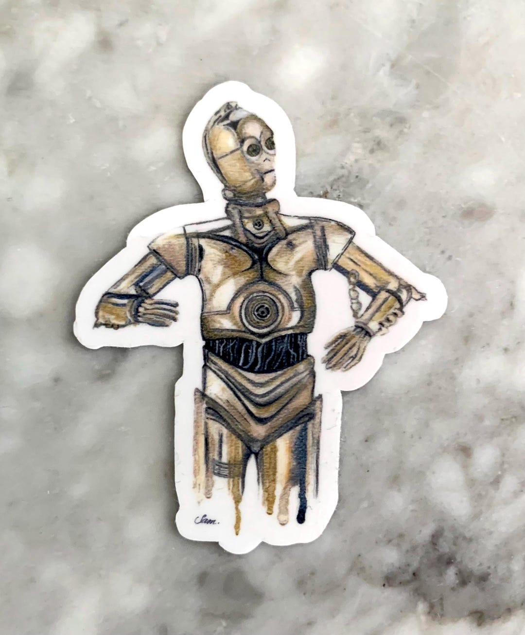 C3P0 Star Wars Sticker, Waterproof Glossy Vinyl Decal - Etsy