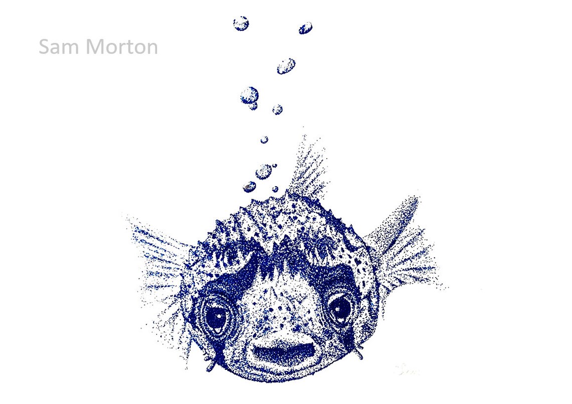 Fish Sticker, Puffer Fish Vinyl Sticker, Waterproof Glossy Blowfish ...